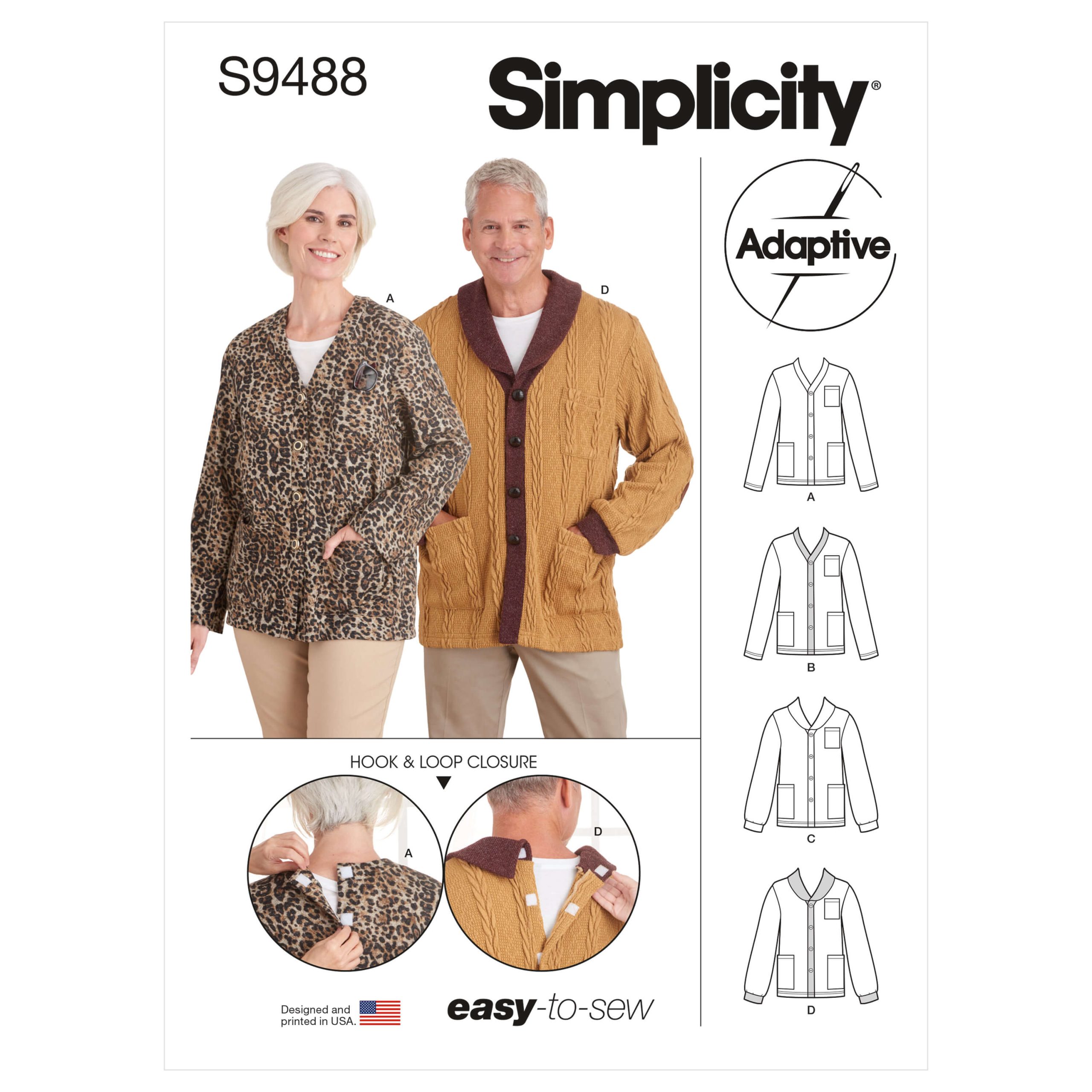Simplicity Sewing Pattern S9488 Unisex Adaptive Cardigan - Sewdirect ...