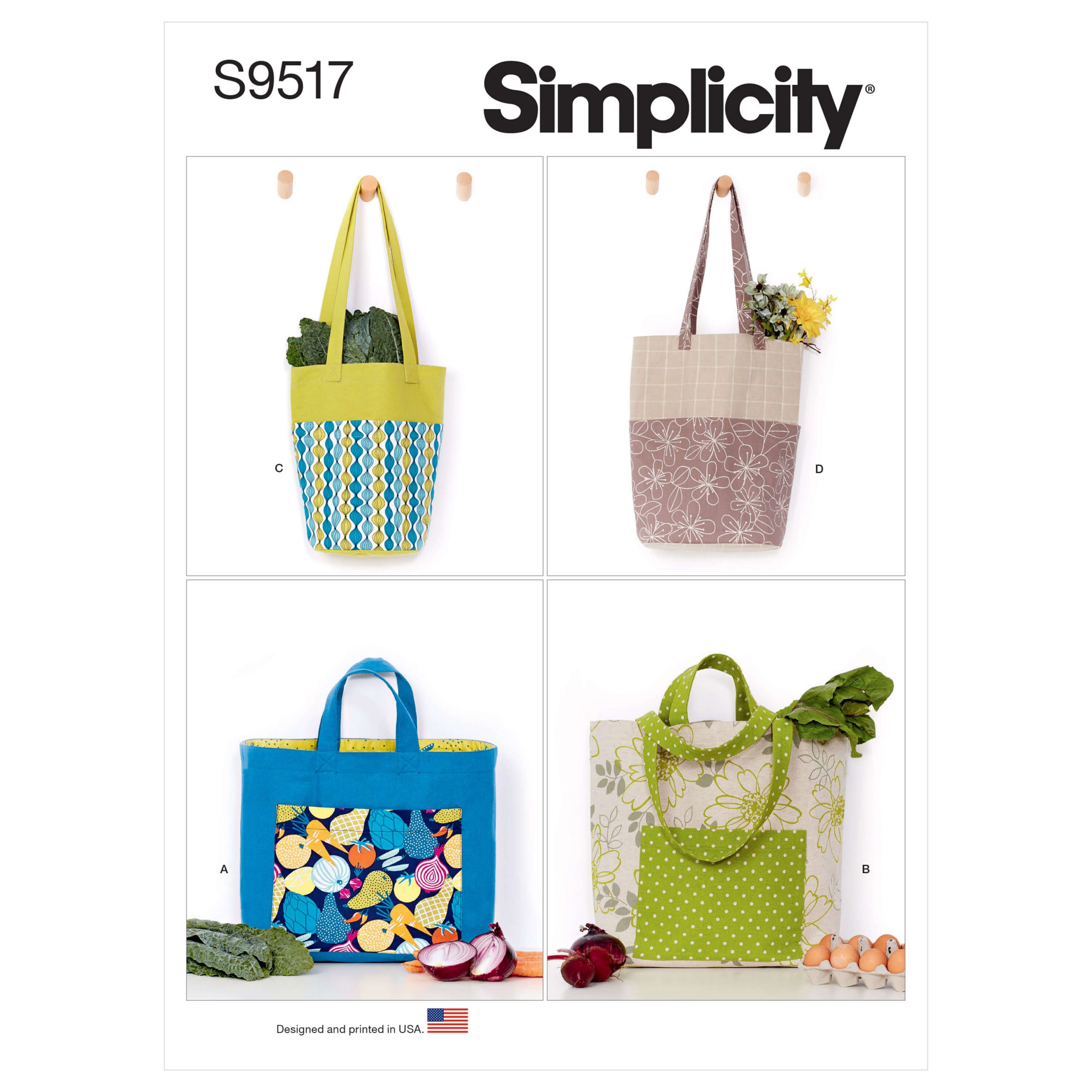 Simplicity Sewing Pattern S9517 Shopping Tote Bags - Sewdirect Australia