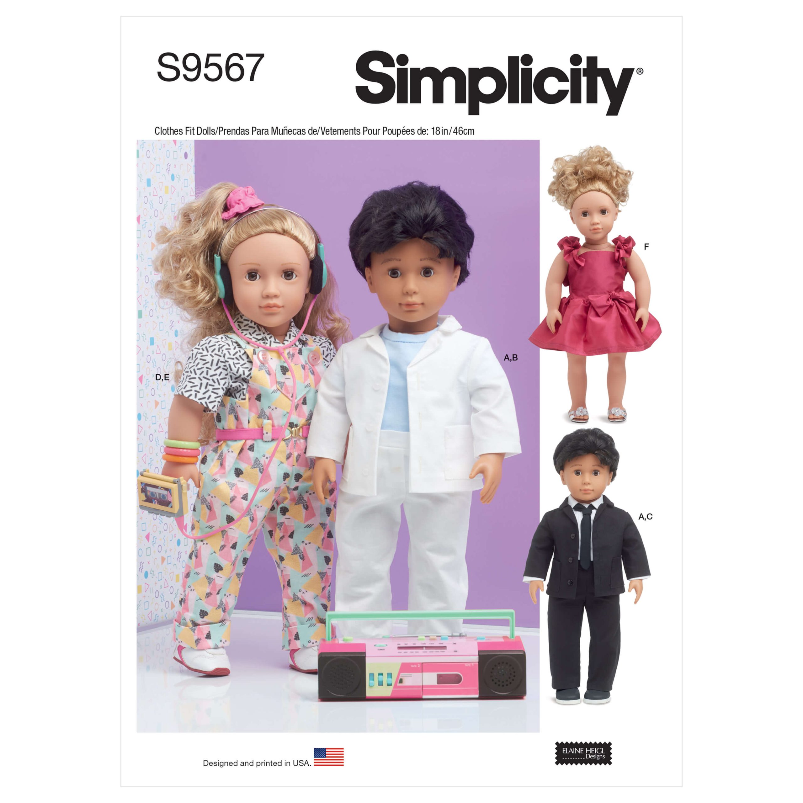 Simplicity Sewing Pattern S9567 18″ Doll Clothes - Sewdirect Australia