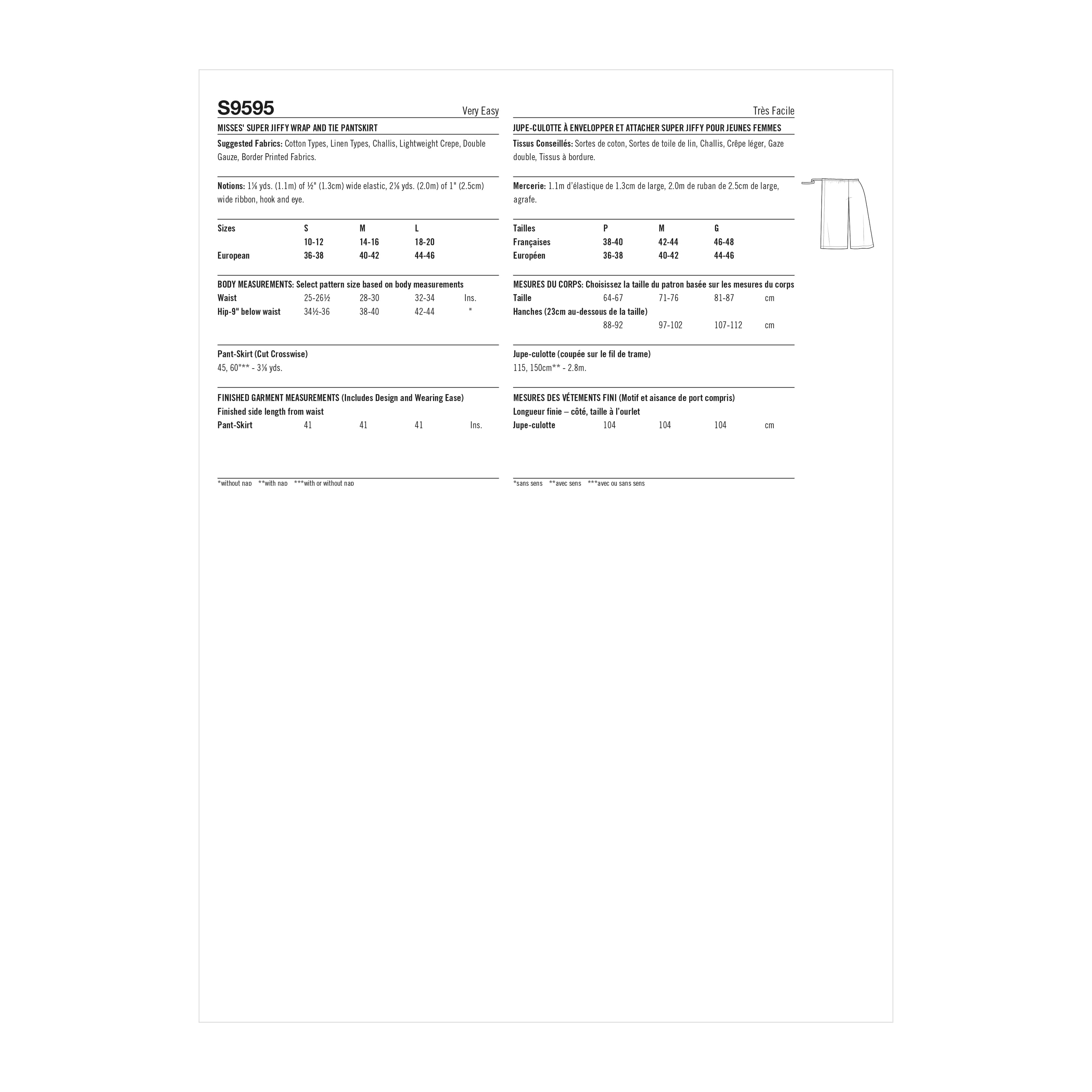 Simplicity Sewing Pattern S9595 Misses’ Super Jiffy Wrap and Tie ...