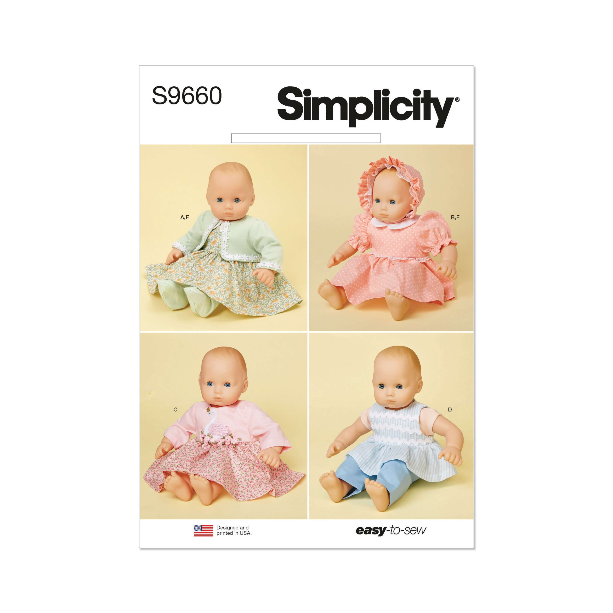 Simplicity Sewing Pattern S9660 15″ Baby Doll Clothes - Sewdirect Australia