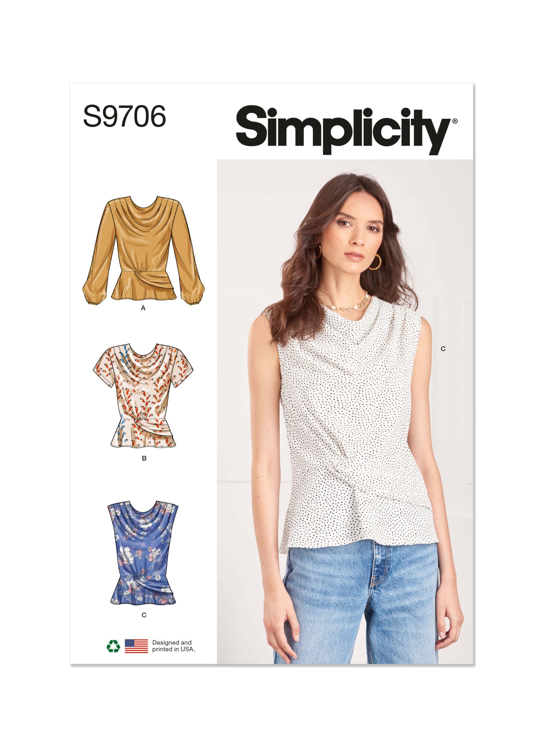 Simplicity Sewing Pattern S9706 Misses’ Tops - Sewdirect Australia