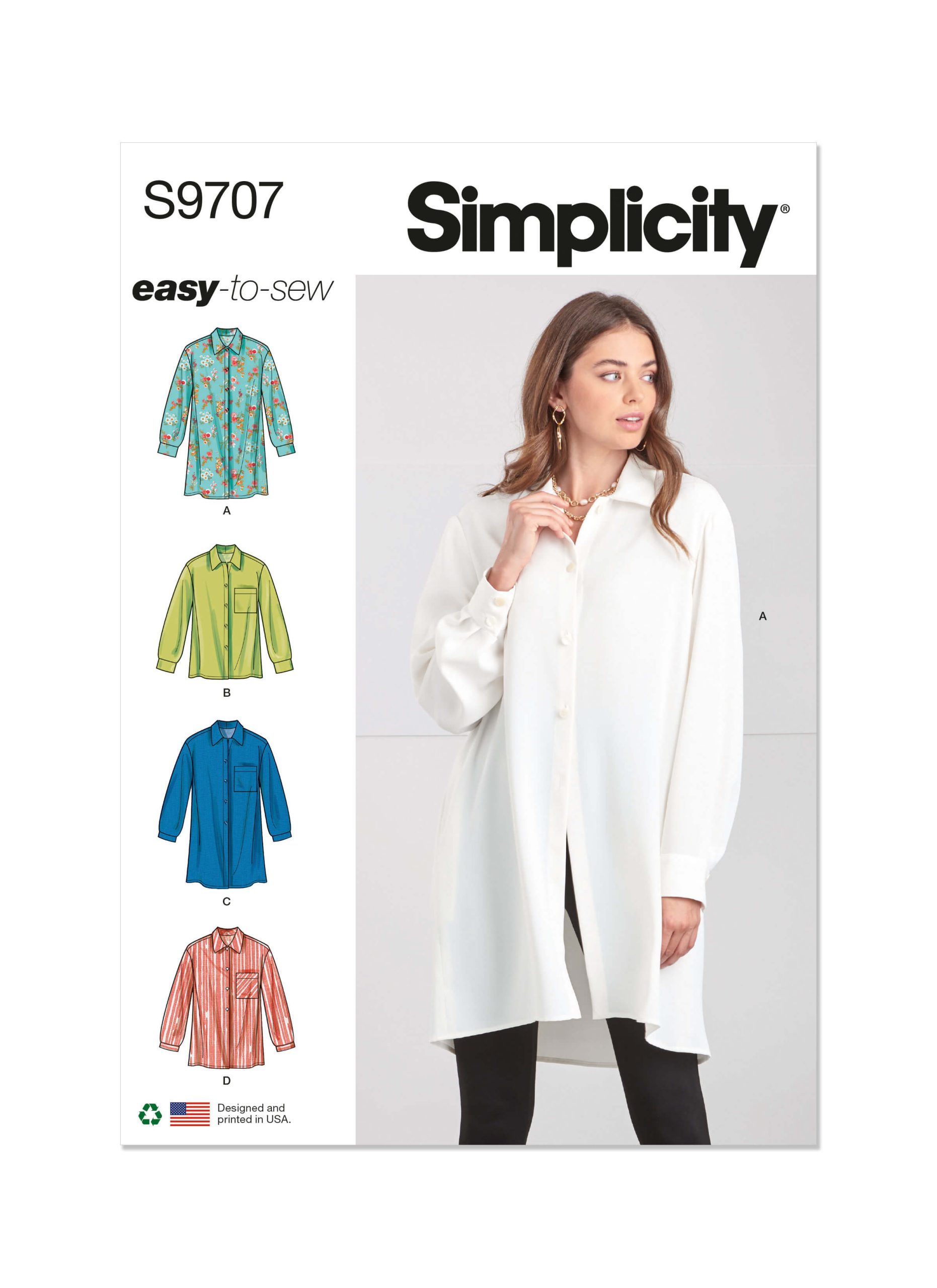 Simplicity Sewing Pattern S9707 Misses’ Shirts - Sewdirect Australia