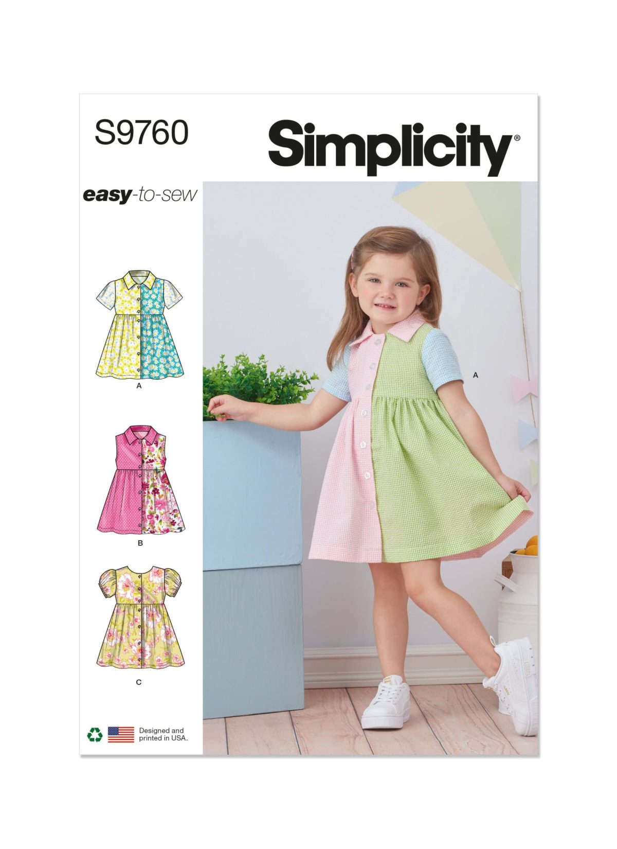 Simplicity Sewing Pattern S9760 Toddlers’ Dress with Sleeve Variations ...
