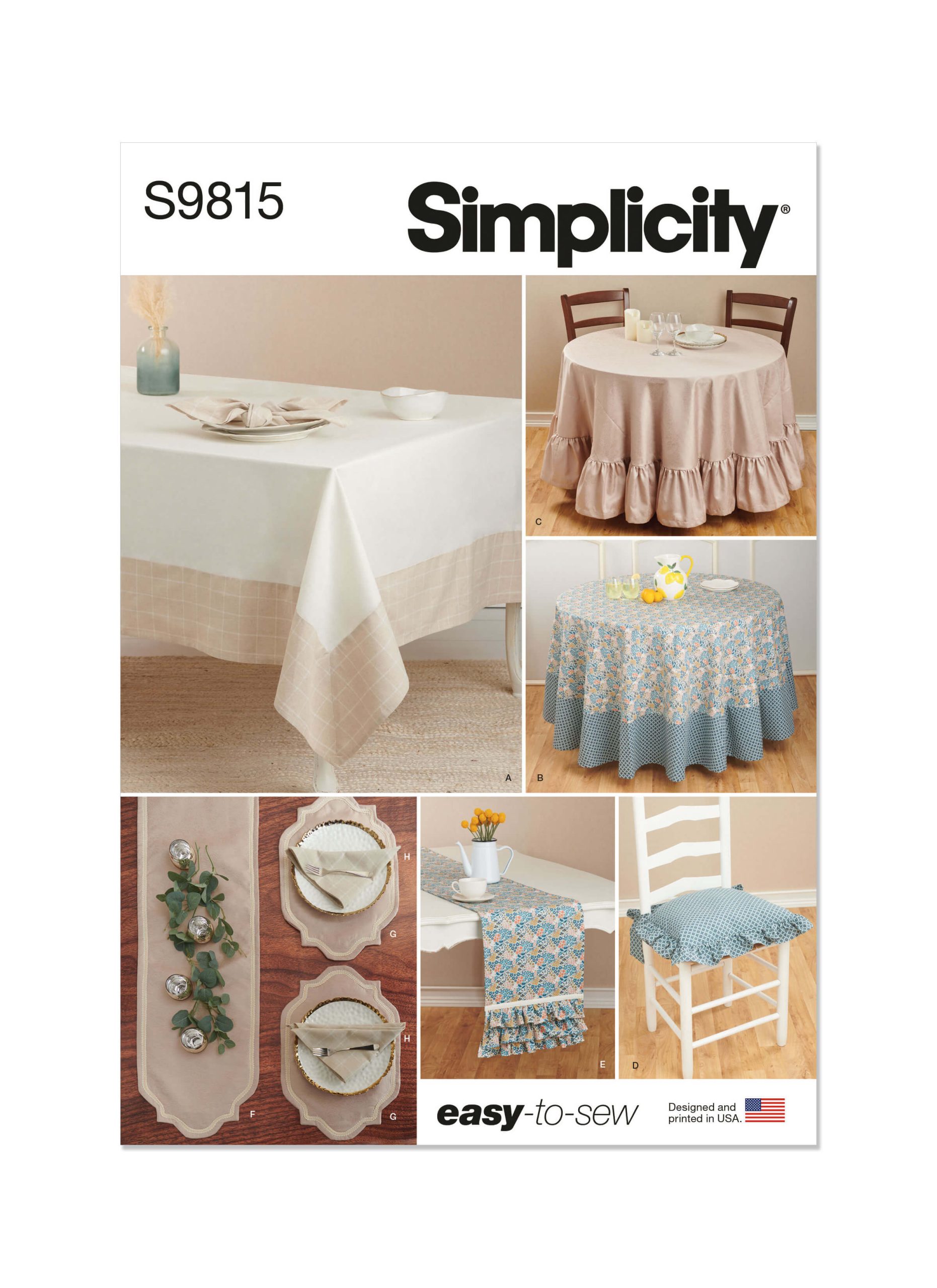 Simplicity Sewing Pattern S9815 Tabletop D?cor - Sewdirect Australia