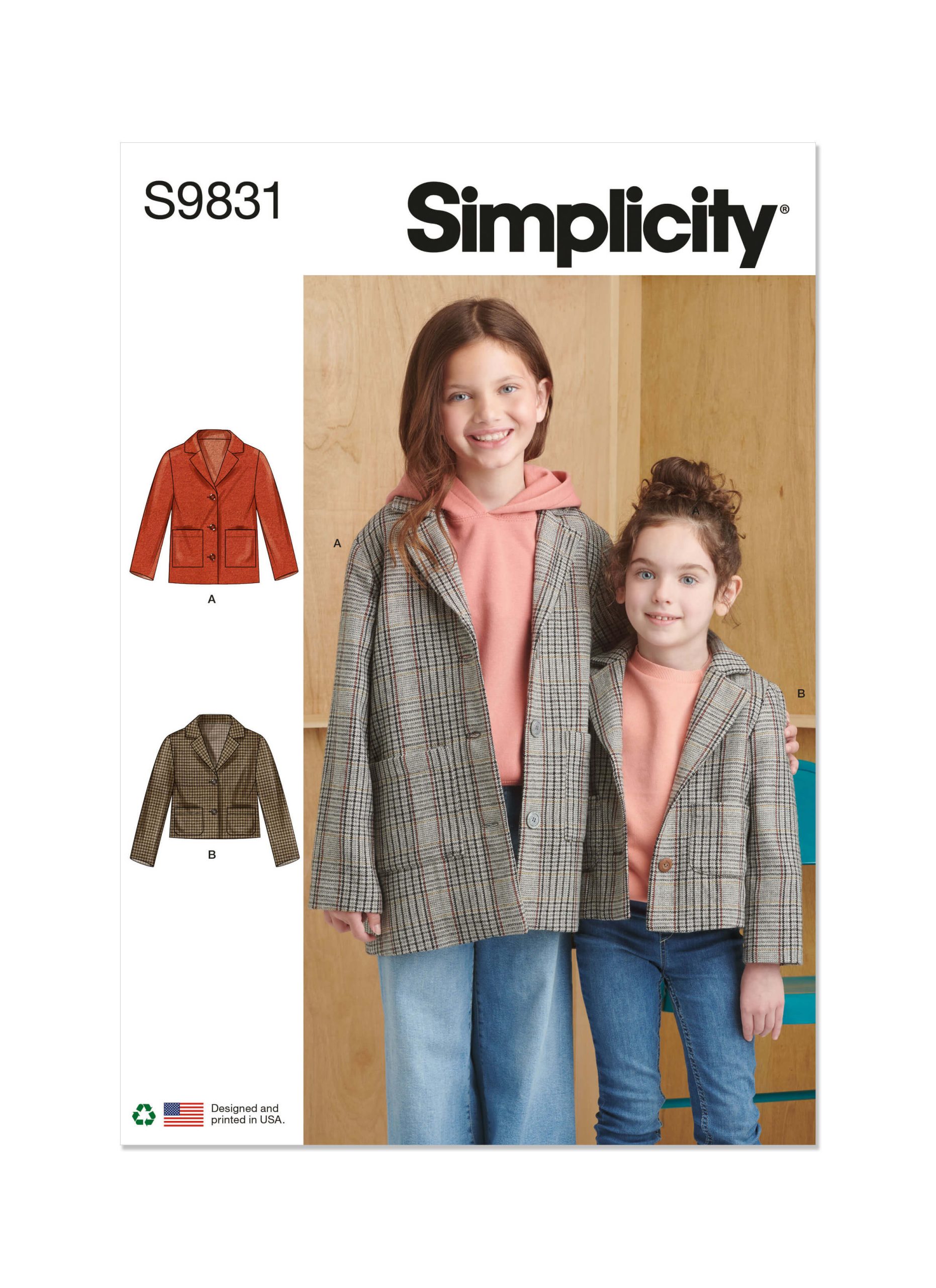 Simplicity Sewing Pattern S9831 Children’s and Girls’ Jacket in Two ...