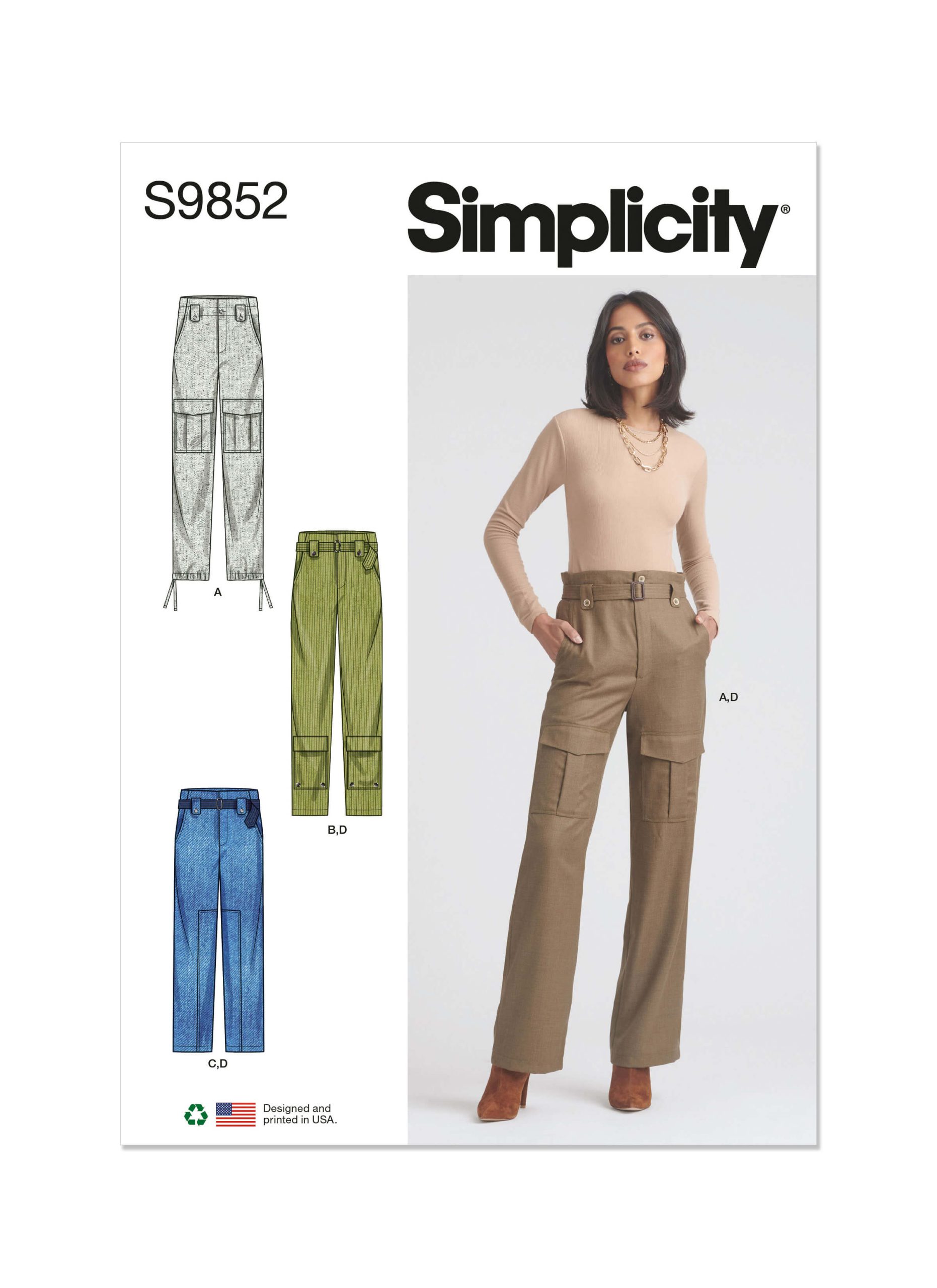 Simplicity Sewing Pattern S9852 Misses’ Trousers and Belt - Sewdirect ...