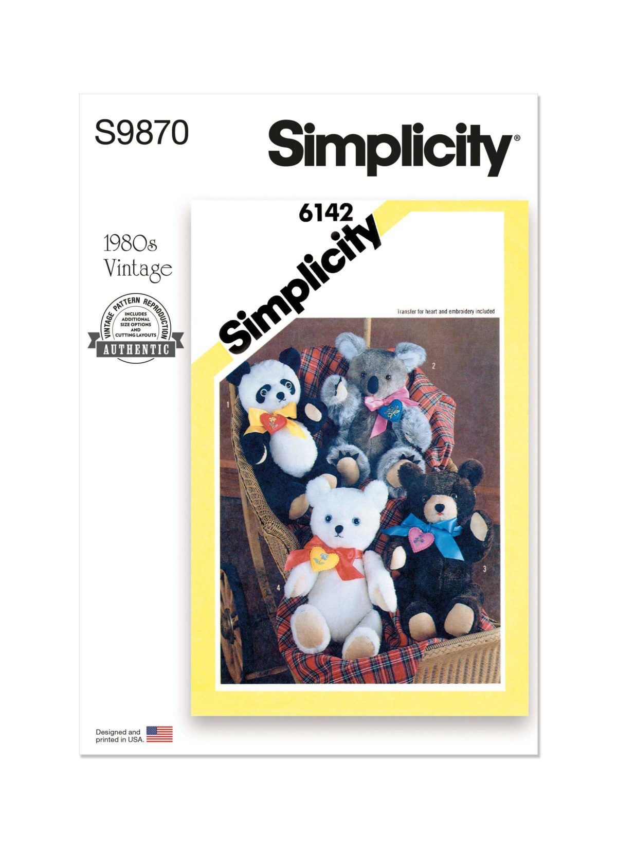 Simplicity Sewing Pattern S9870 Plush Bears - Sewdirect Australia