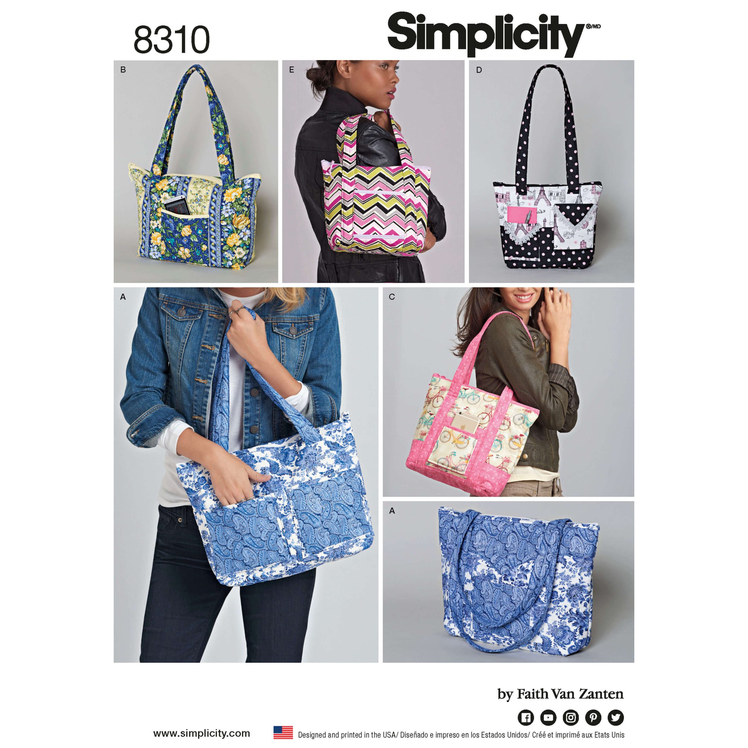 Simplicity Pattern 8310 Quilted Bags in Three Sizes - Sewdirect Australia