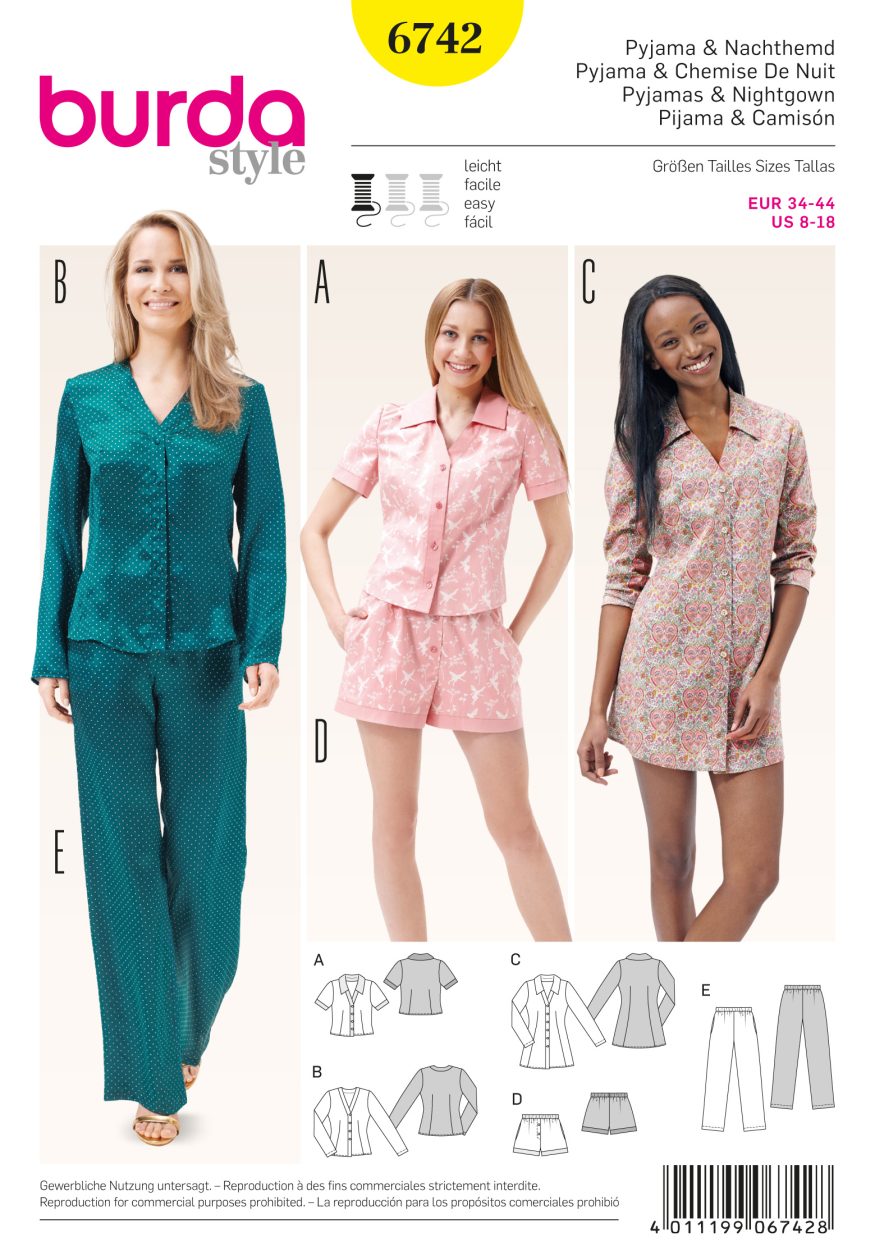 Burda B6742 Women’s Sleepwear Sewing Pattern - Sewdirect Australia