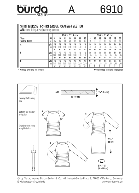 Burda B6910 Burda Style Dresses Sewing Pattern - Sewdirect Australia