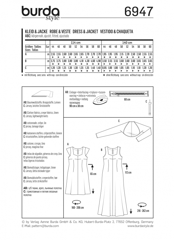Burda B6947 Burda Style Plus to size 60 Sewing Pattern - Sewdirect ...