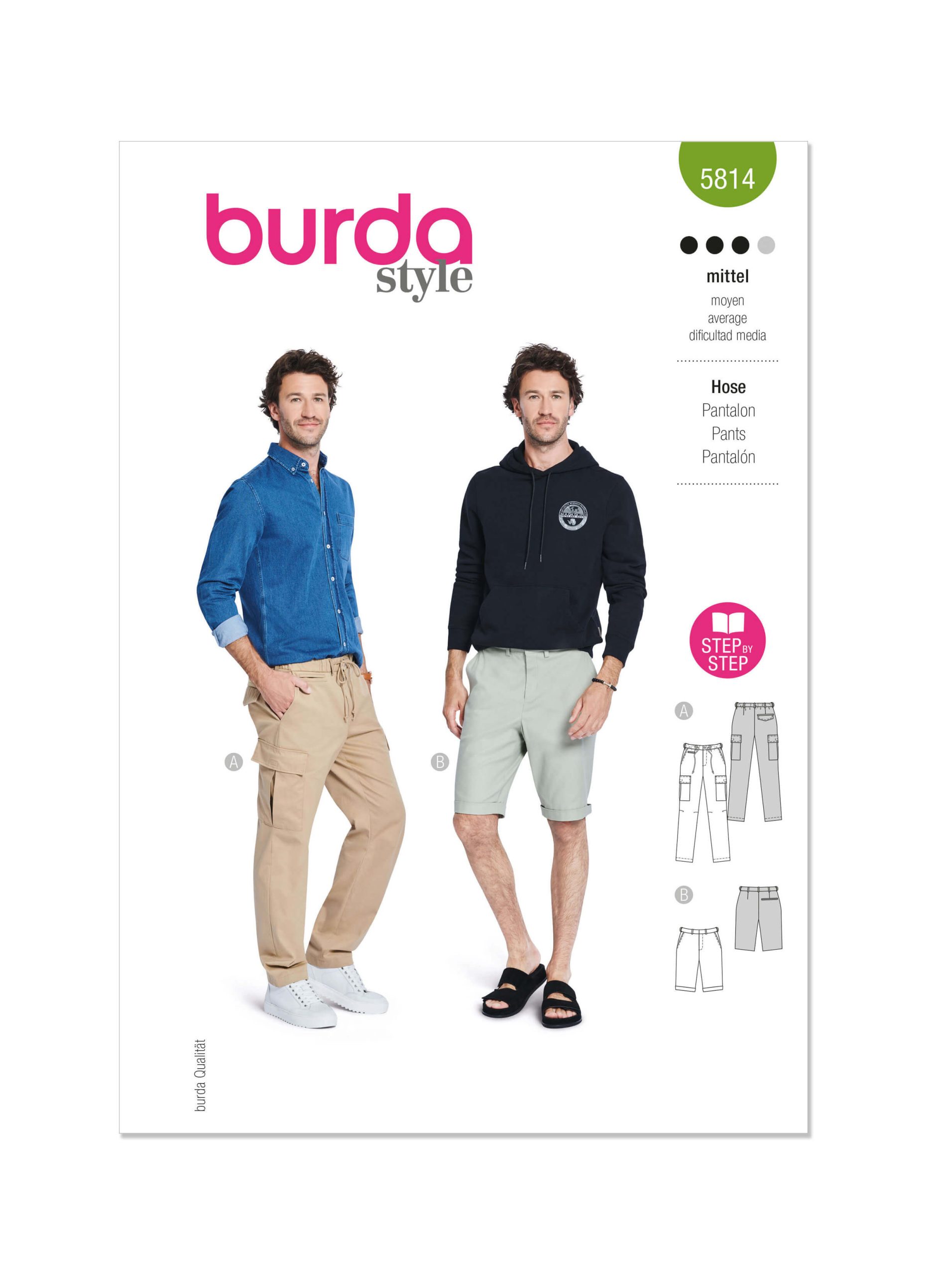 Burda Style pattern B5814 Men’s Trousers and Shorts - Sewdirect Australia