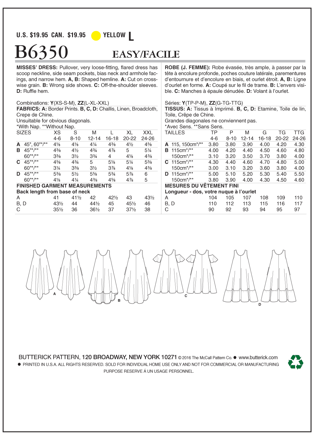 Butterick Sewing Pattern B6350 Misses’ Sleeveless and Cold Shoulder ...