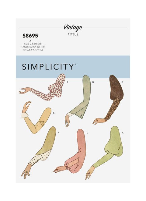 Simplicity Sewing Pattern 8695 Women’s Vintage Set of Sleeves ...