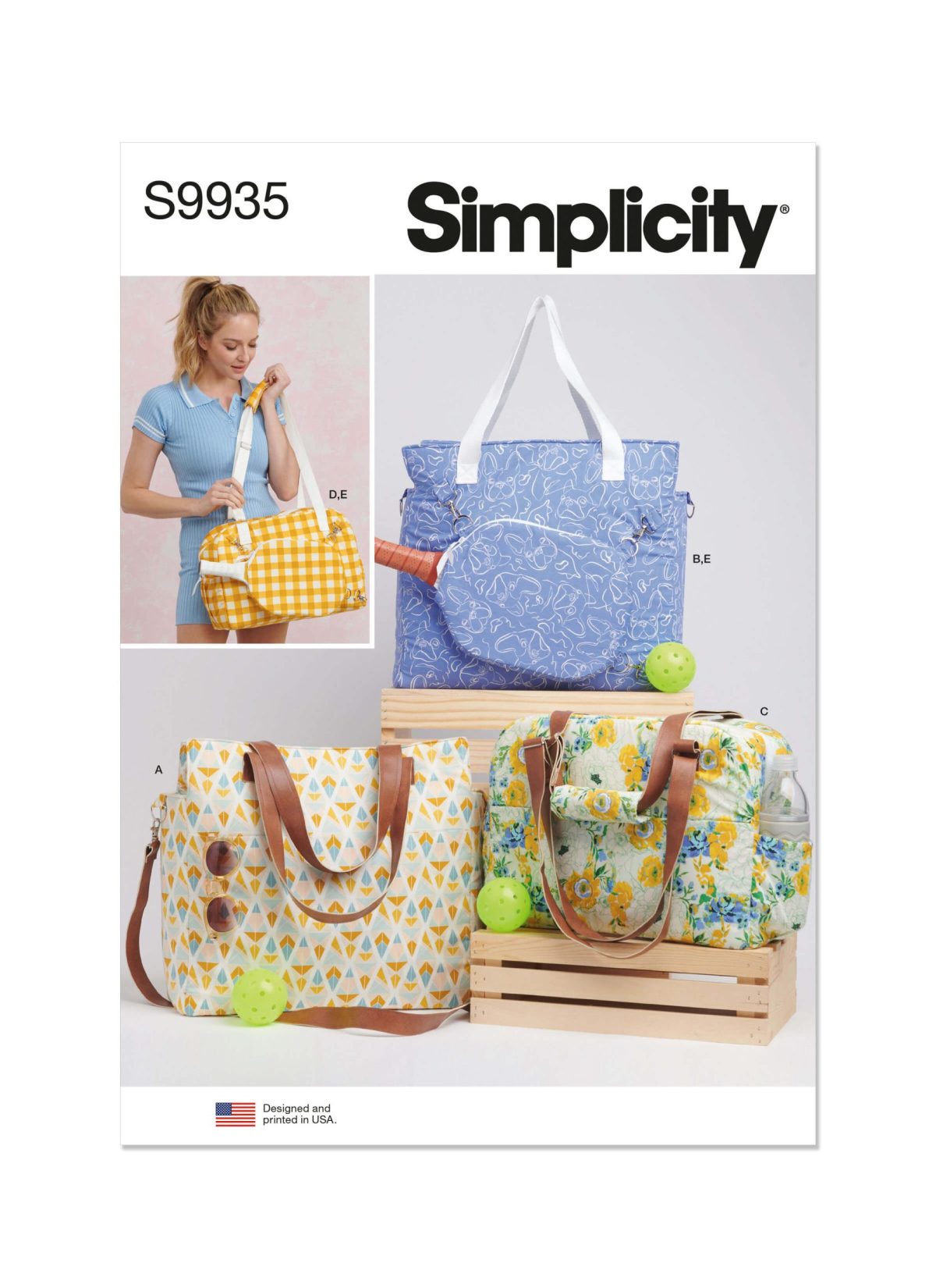 Simplicity Sewing Pattern S9935 Totes and Pickleball Paddle Cover ...