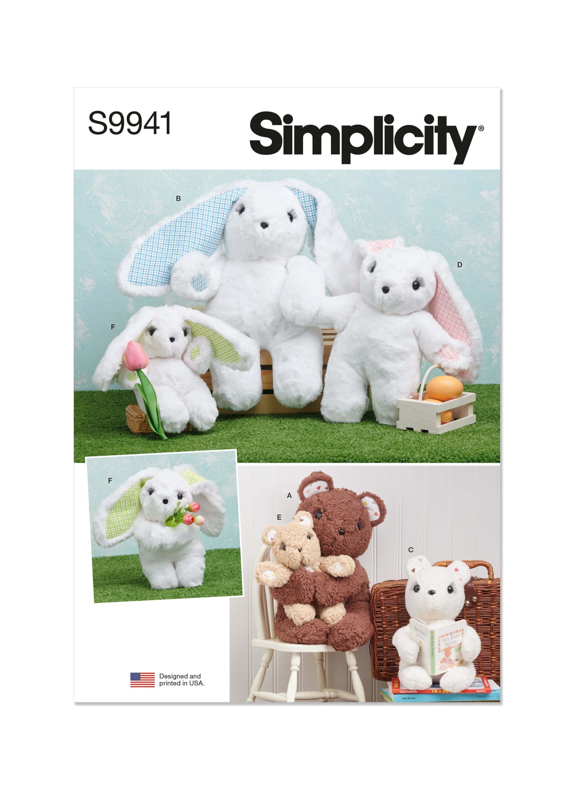 Simplicity Sewing Pattern S9941 Plush Bears and Bunnies in Three Sizes ...