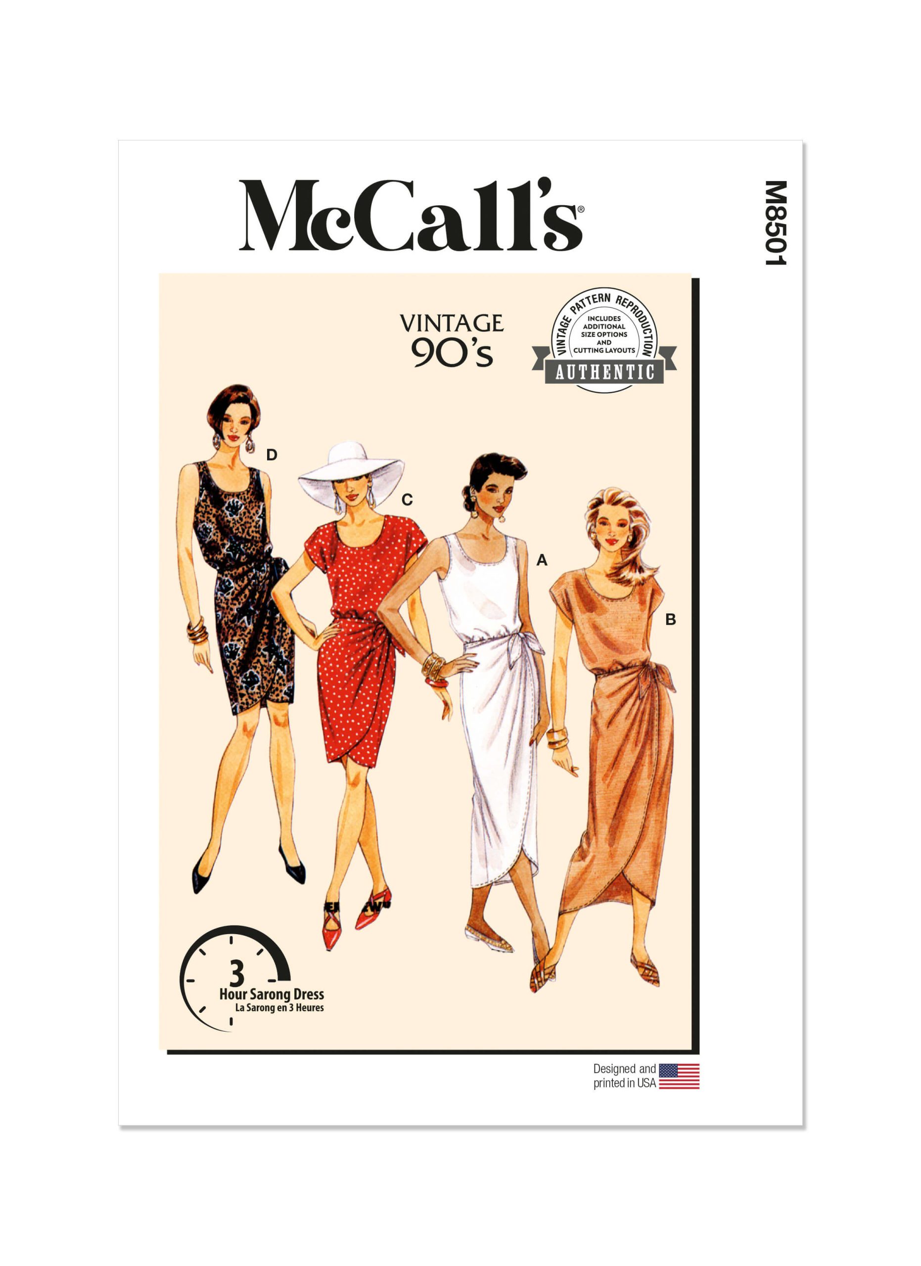 McCall’s Sewing Pattern M8501 Misses’ Mock Sarong Dress in Two Lengths ...