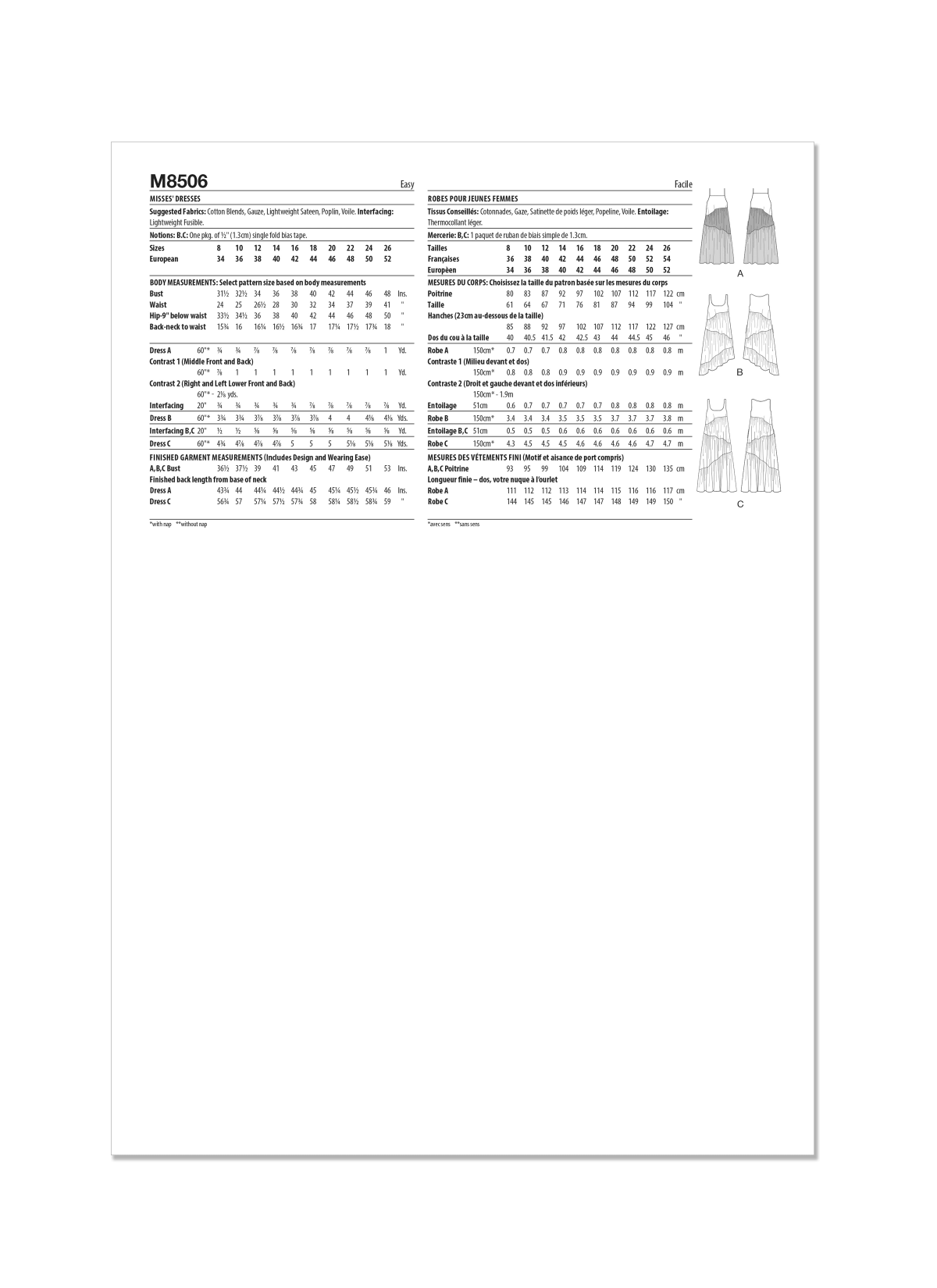 McCall’s Sewing Pattern M8506 Misses’ Dresses - Sewdirect Australia