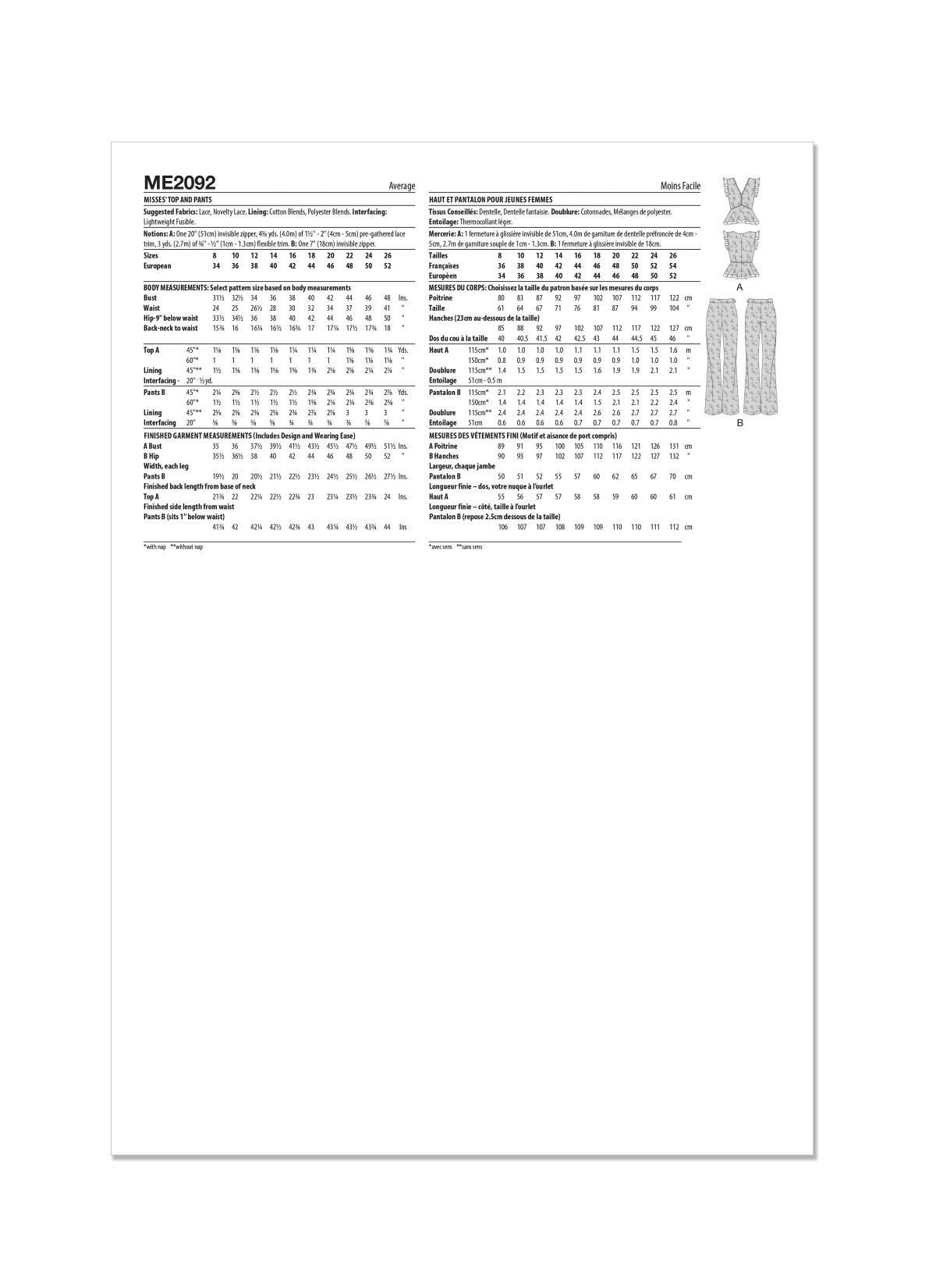 Know Me Sewing Pattern ME2092 Misses’ Top and trousers by Lynn ...