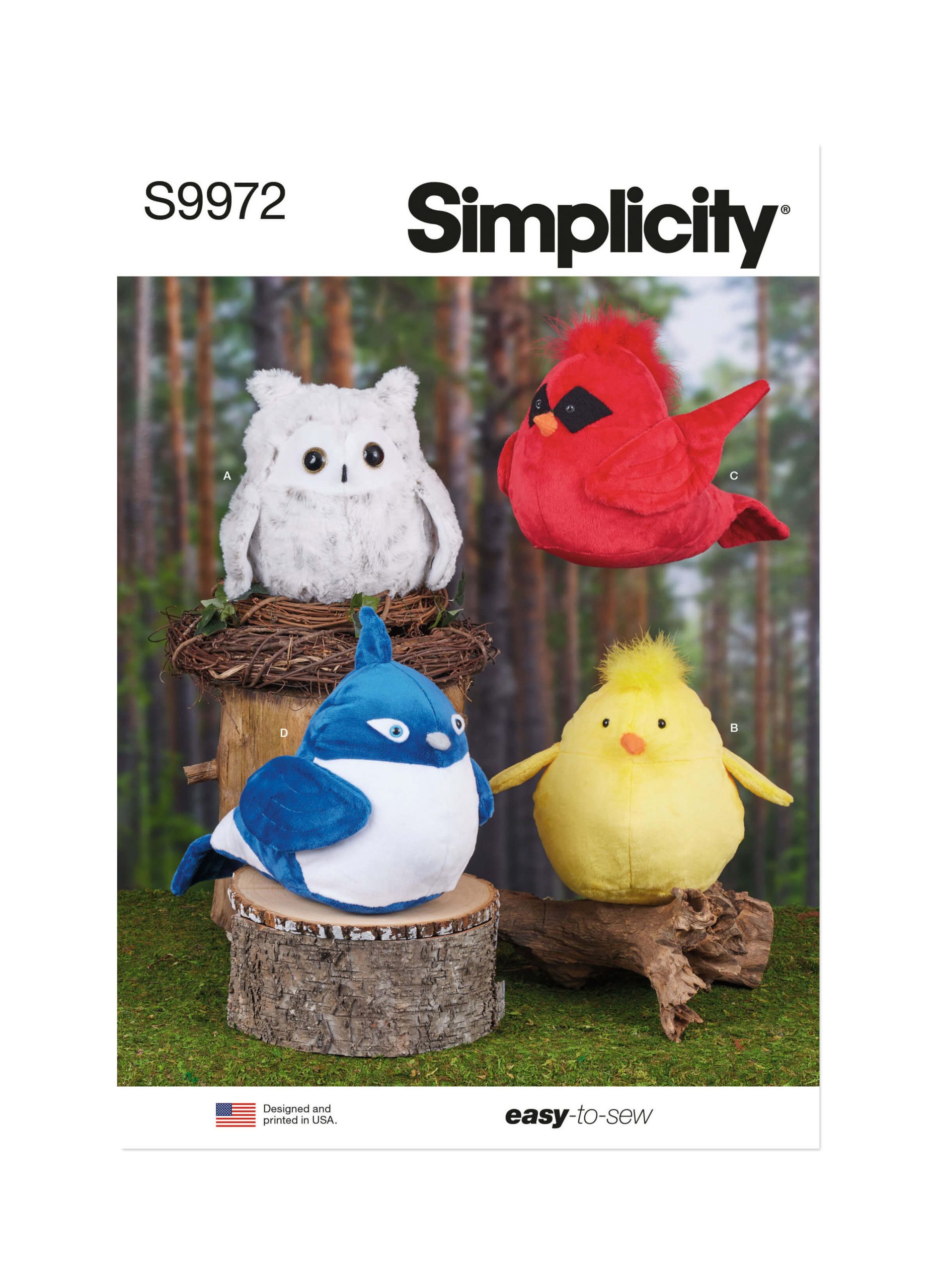 Simplicity Sewing Pattern S9972 Plush Birds - Sewdirect Australia