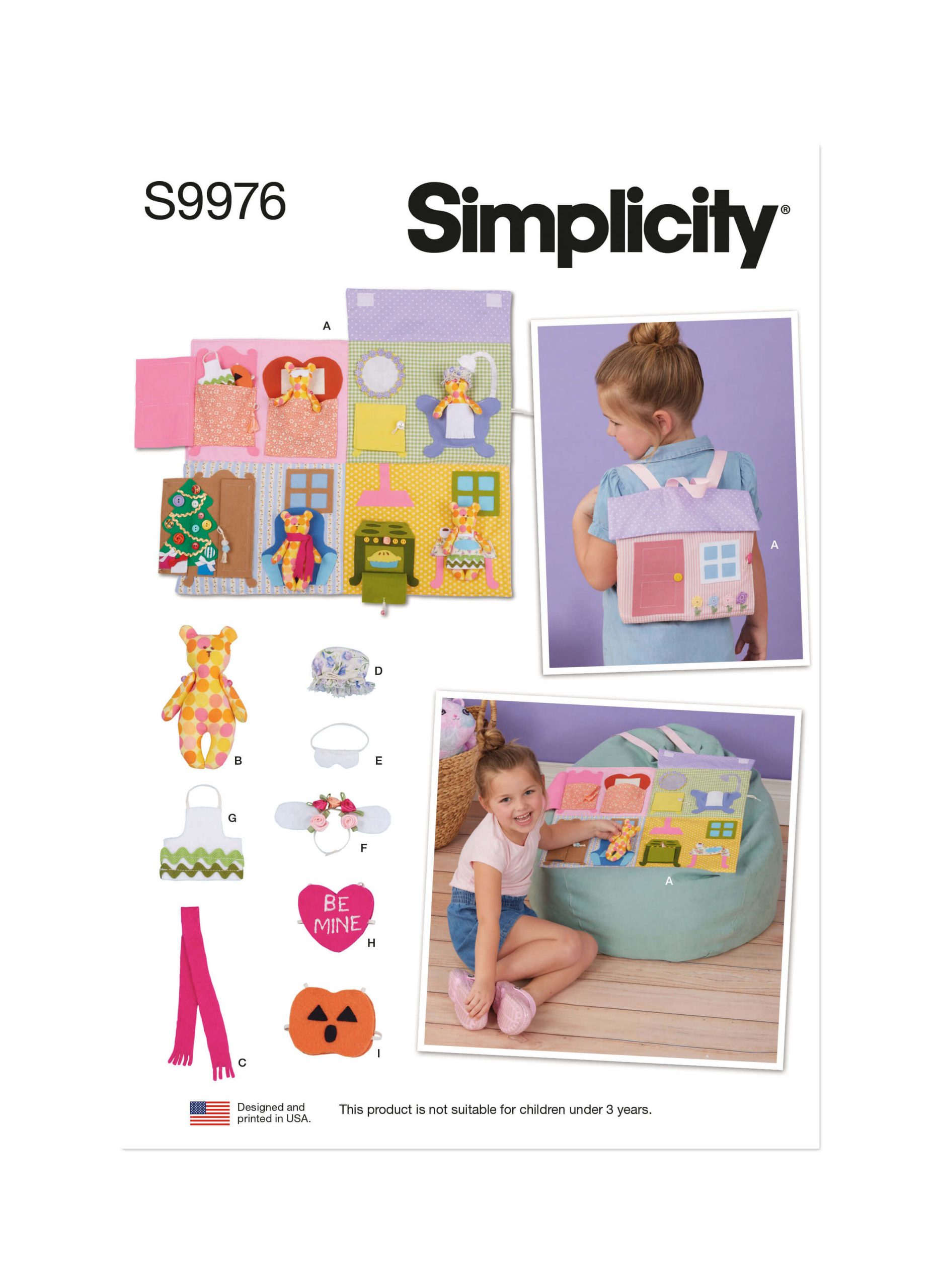 Simplicity Sewing Pattern S9976 Doll House Backpack with Bear ...