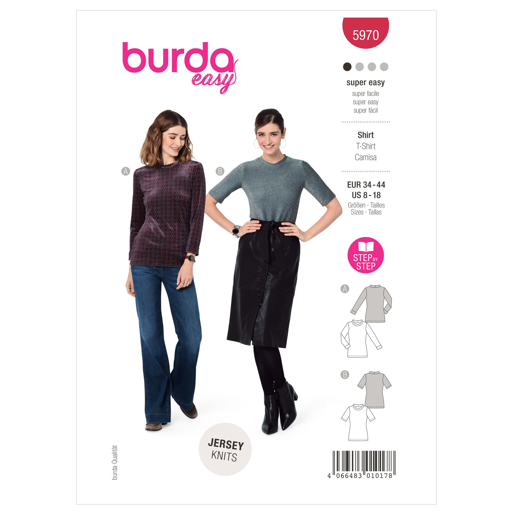 Burda Style Pattern B5970 Misses’ Slim Fit Top - Sewdirect Australia