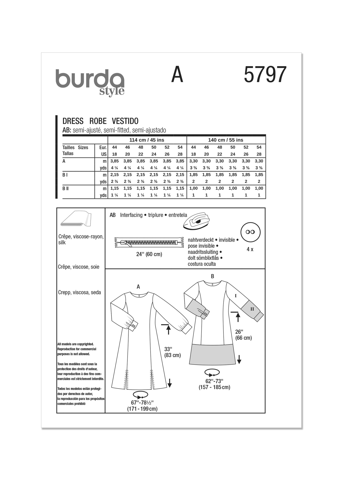 Burda Style Pattern 5797 Misses’ Dress - Sewdirect Australia