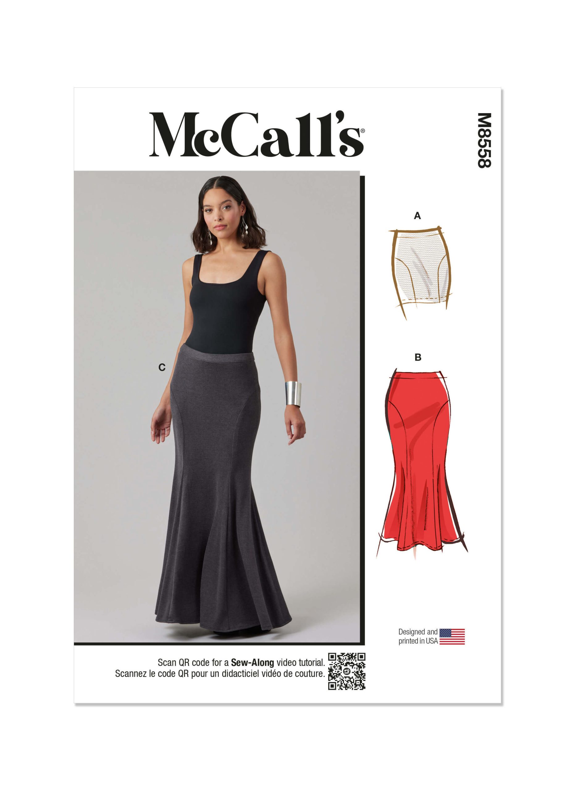 McCall’s Sewing Pattern M8558 Misses’ Knit Skirt in Three Lengths ...