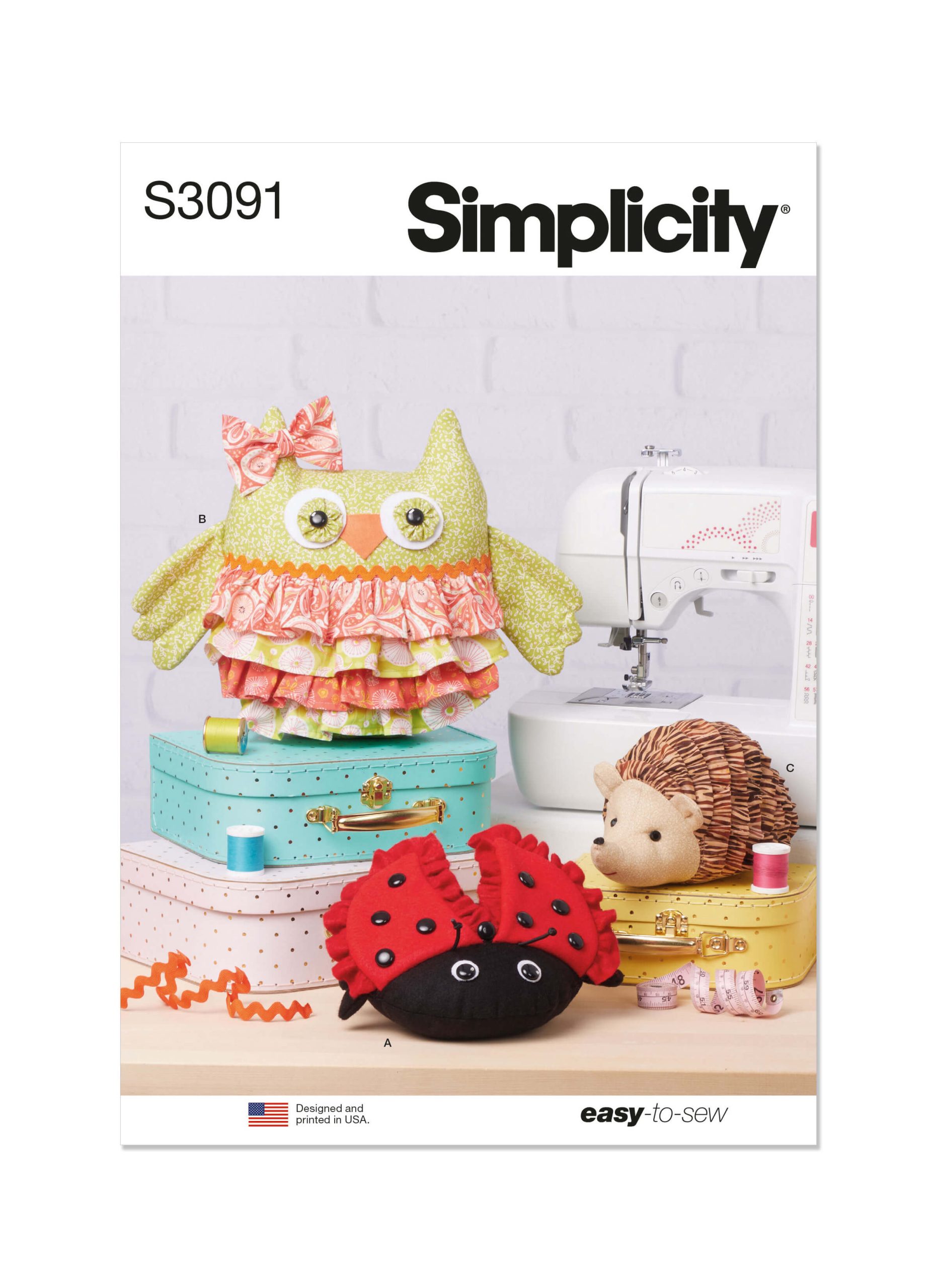 Simplicity Sewing Pattern S3091 Plush Animals - Sewdirect Australia