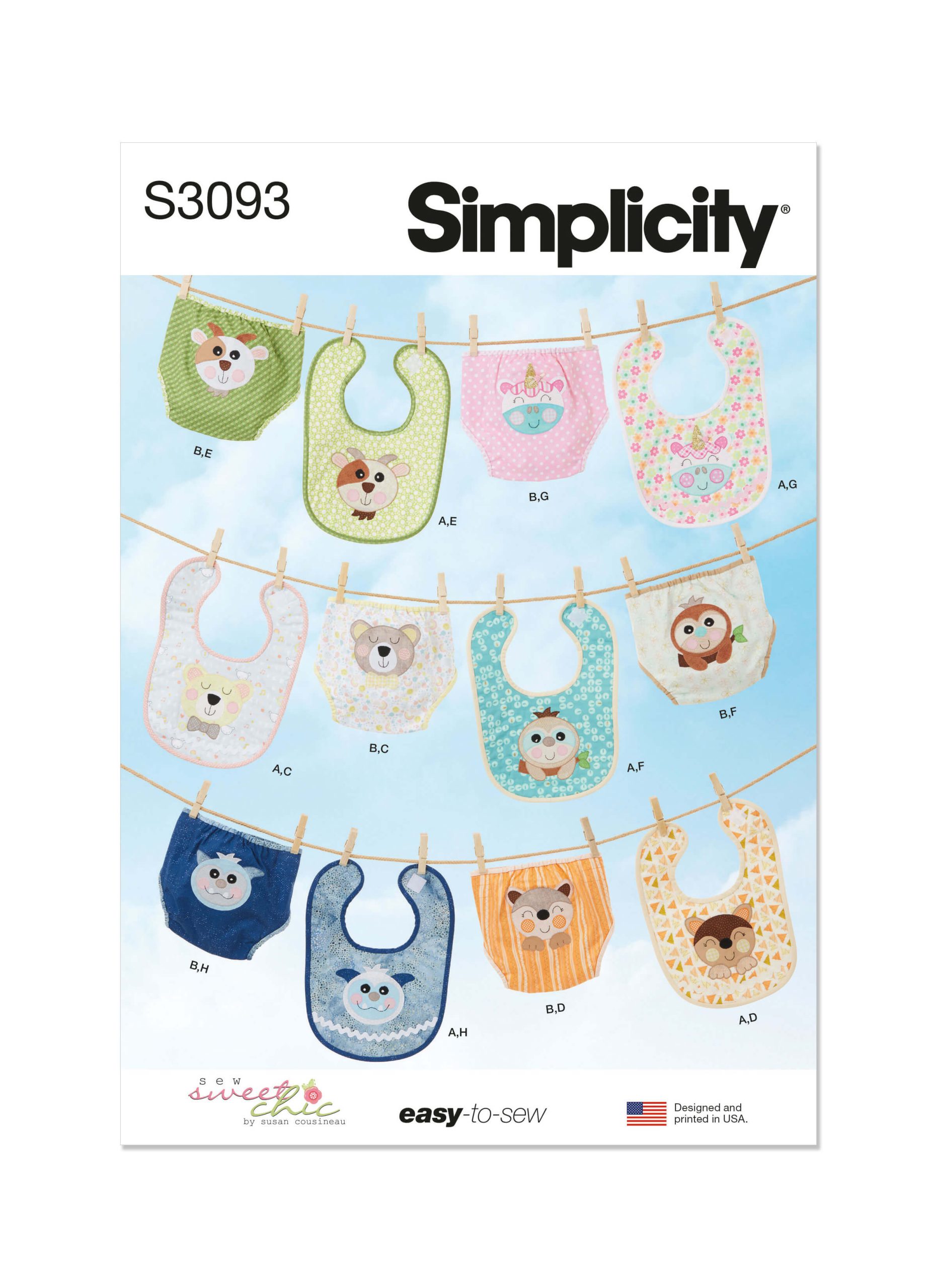 Simplicity Sewing Pattern S3093 Babies’ Bibs and Diaper Cover by Sew ...
