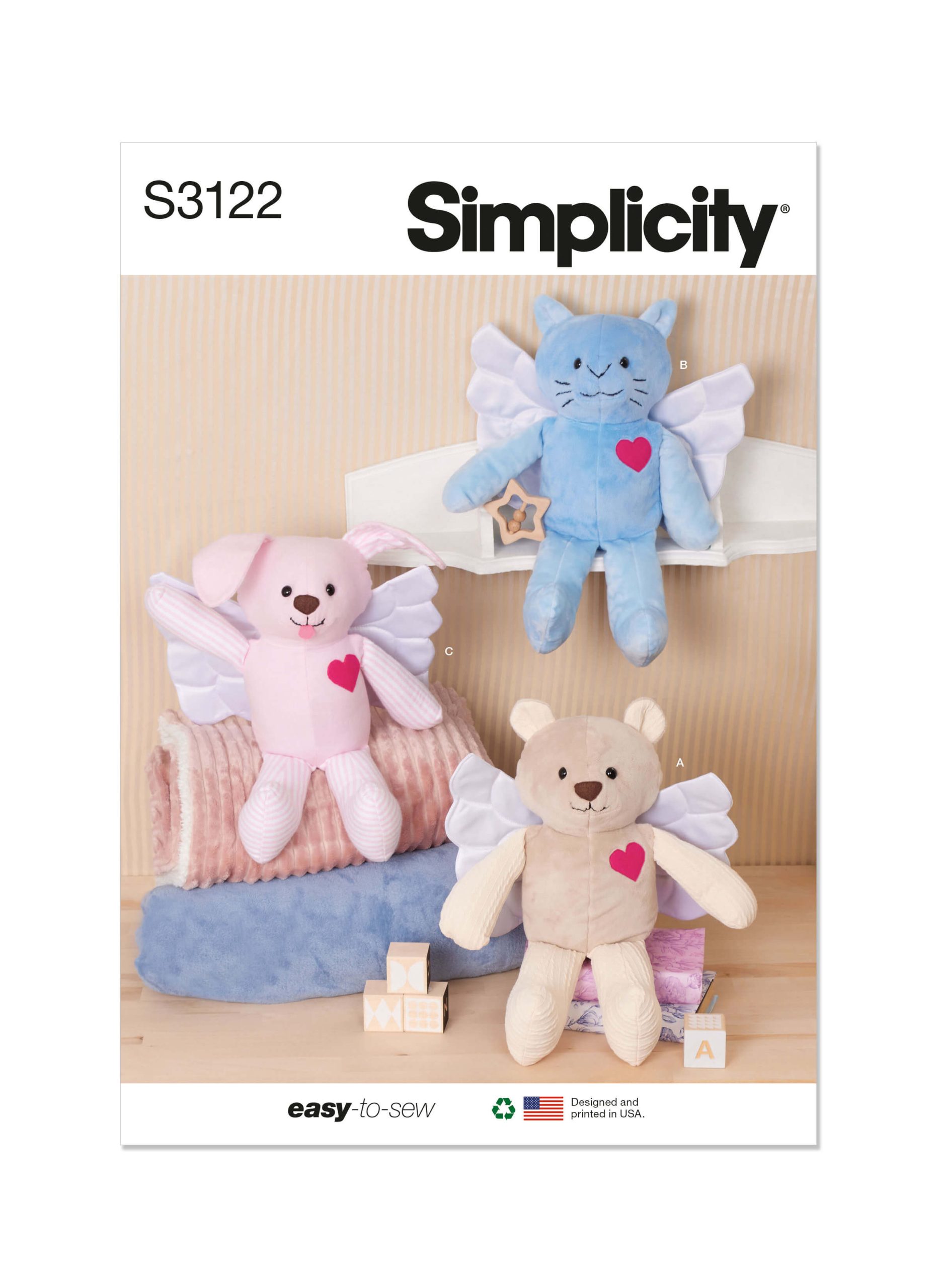Simplicity Sewing Pattern S3122 Memory Plush Animals with Wings ...