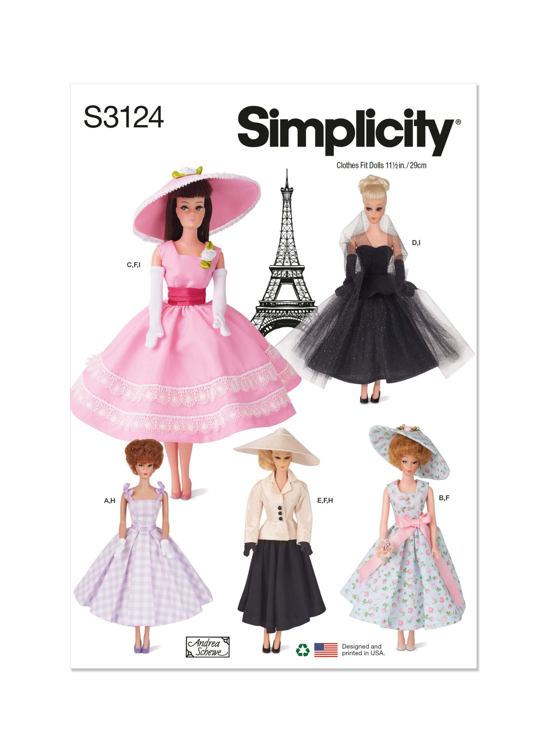 Simplicity Sewing Pattern S3124 11-1/2″ Fashion Doll Clothes by Andrea ...