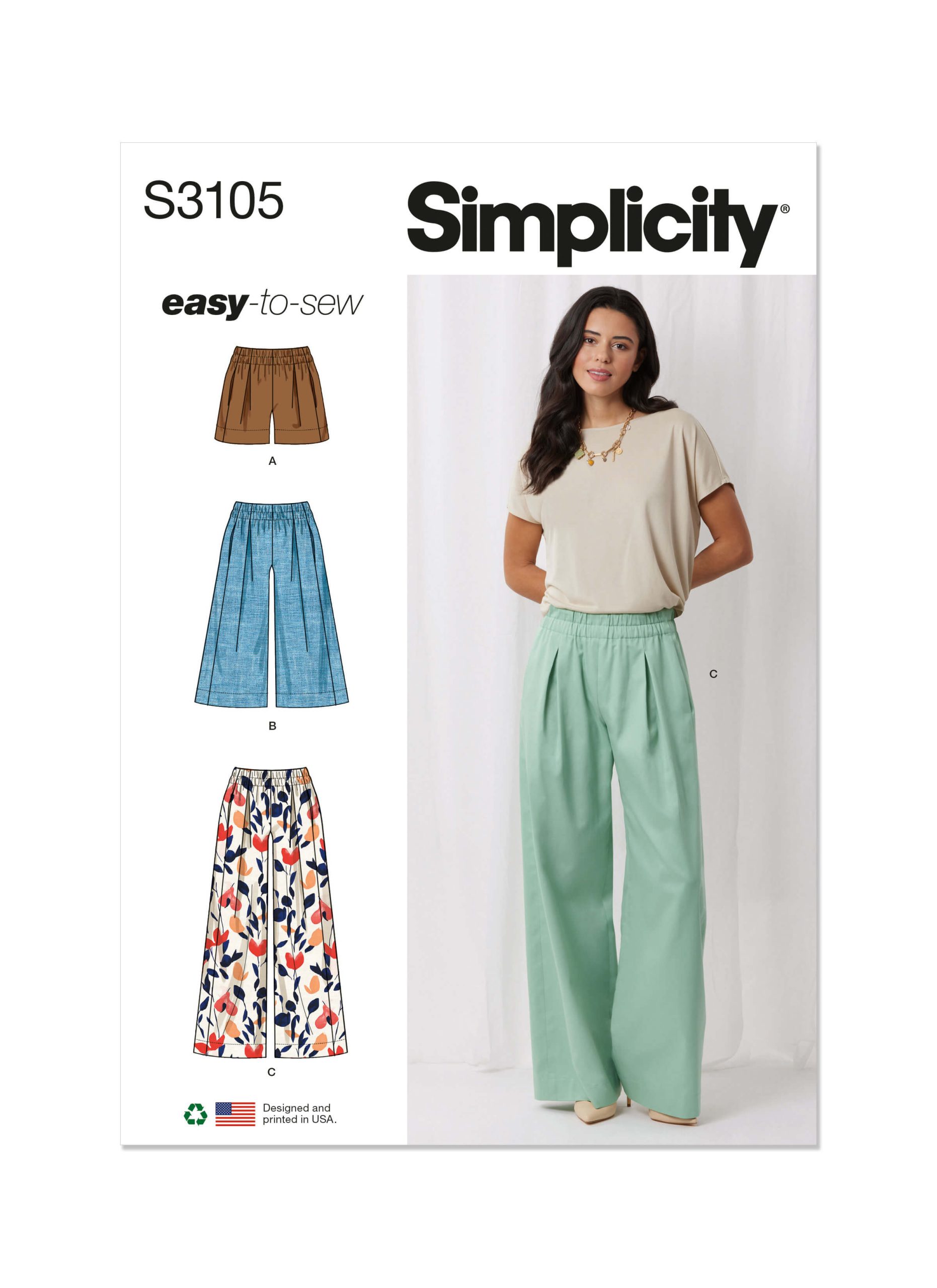 Simplicity Sewing Pattern S3105 Misses’ Shorts and Trousers - Sewdirect ...