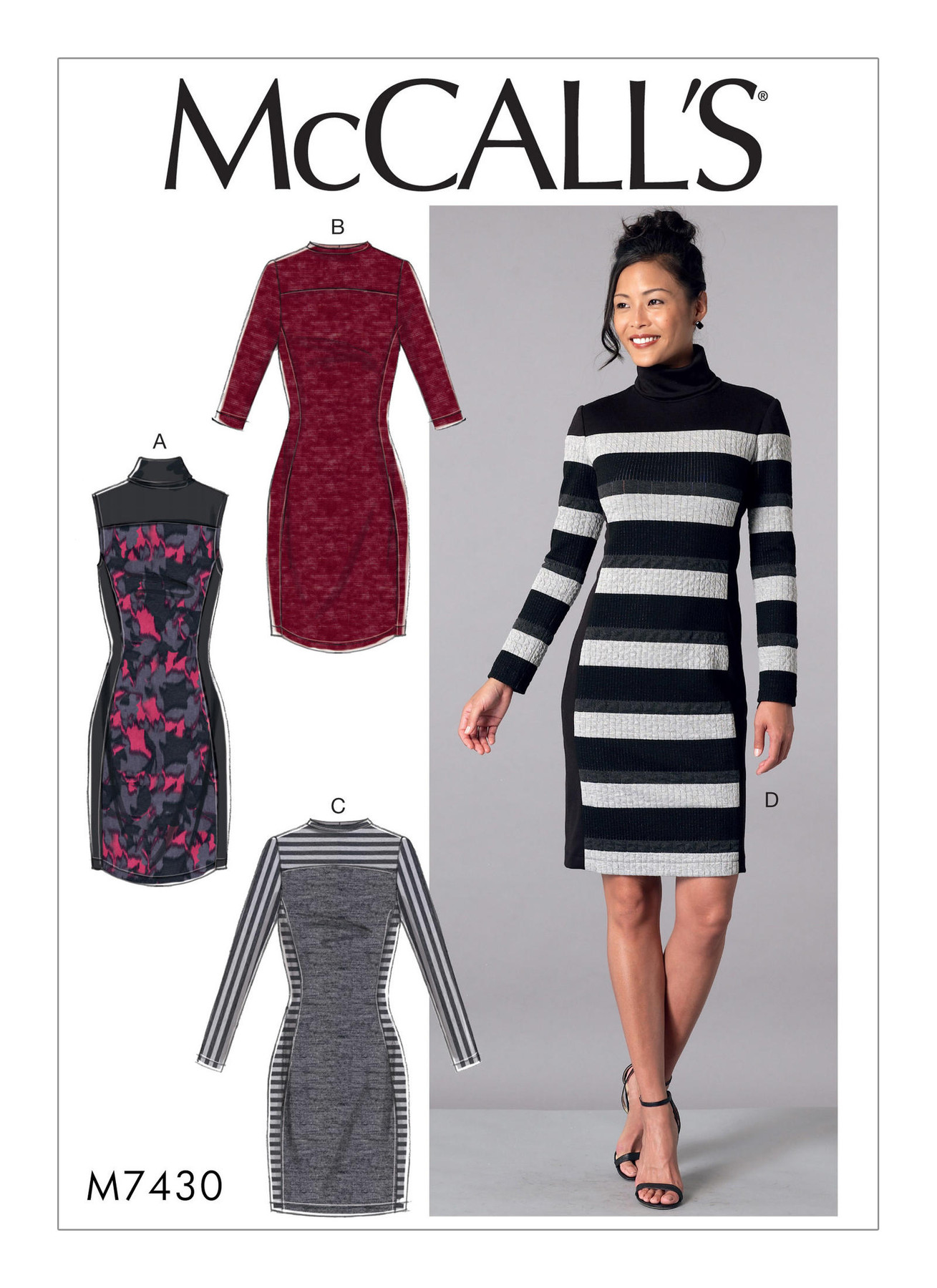 McCall’s Sewing Pattern M7430 Misses’ Knit Side-Panel Dresses with ...