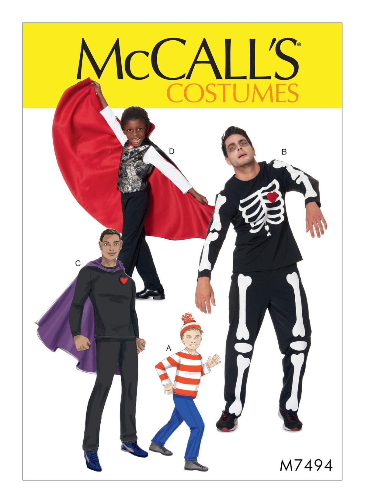 McCall’s Sewing Pattern M7494 Men’s/Boys’ Skeleton, Hero, Vampire and ...