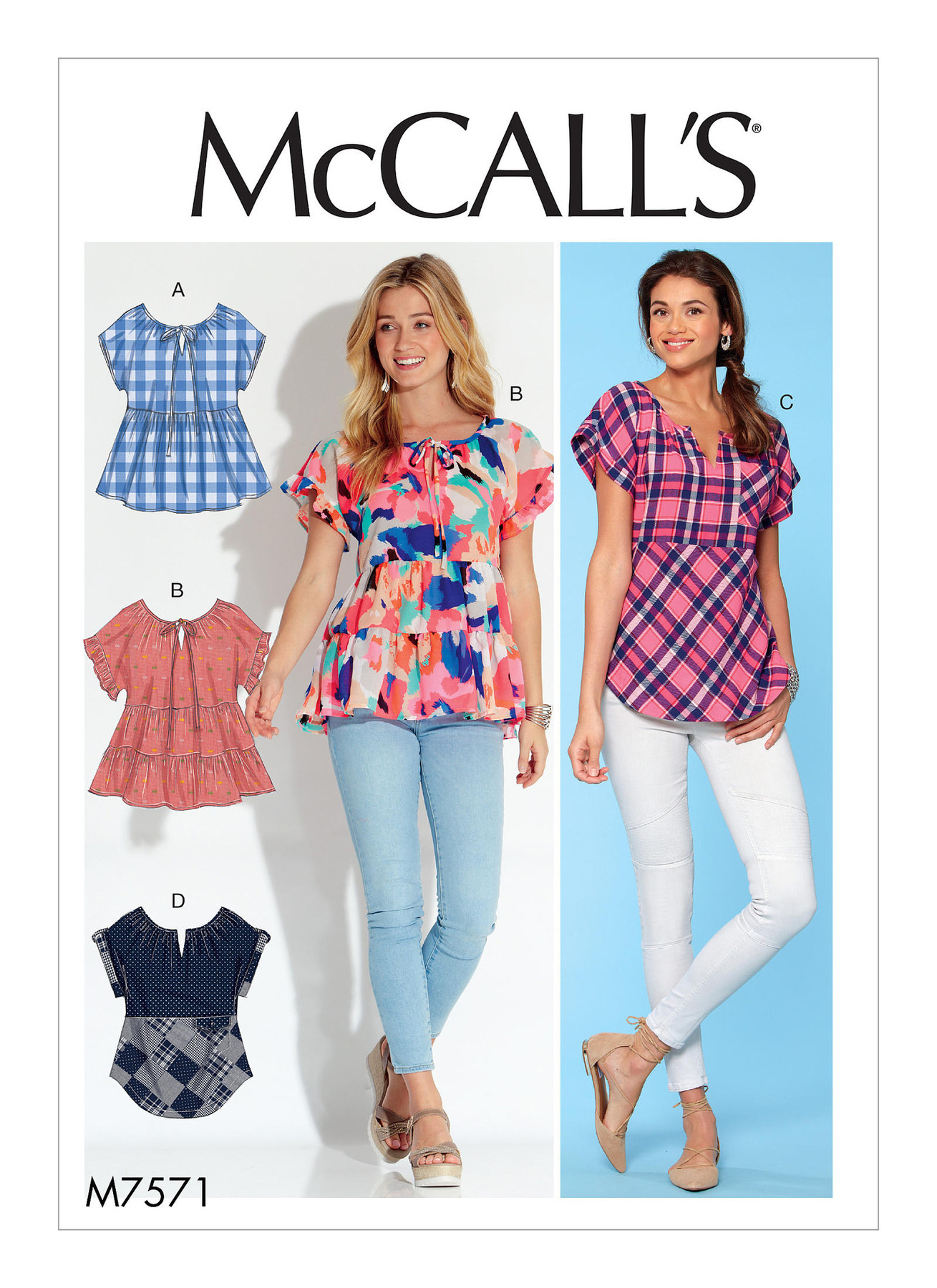 McCall’s Sewing Pattern M7571 Misses’ Split-Neck Tops with Sleeve and ...